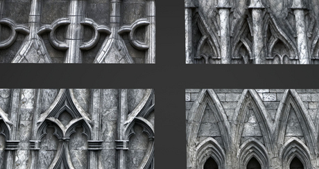 Second Life Marketplace - TGR - Stone - Gothic Column Walls Set A boxed